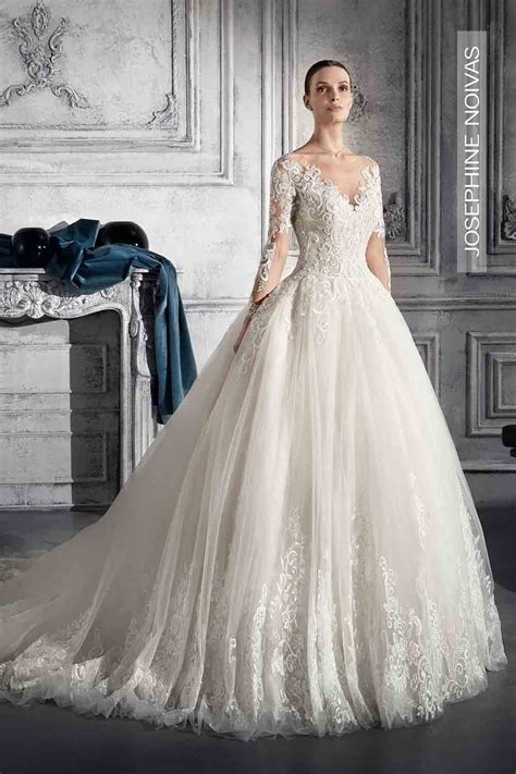 Vestido De Noiva Princesa De Renda Mangas Longas Josephine Noivas