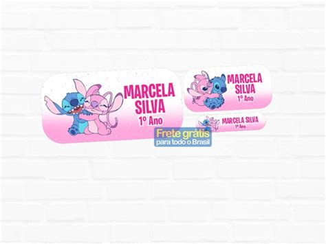 Etiqueta Escolar Stitch e Angel 130un Frete Grátis Elo7