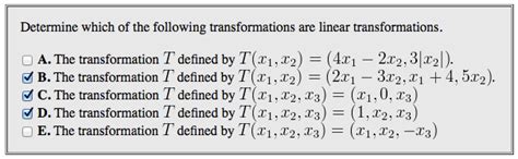 solved determine which of the following transformations are