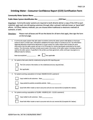 Fillable Online Consumer Confidence Report Certification Form Updated