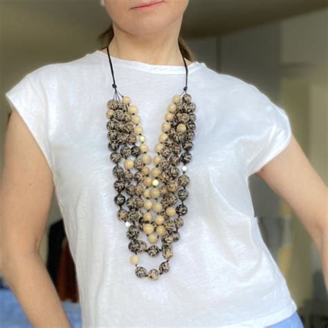 Brown Wooden Bead Necklace RzJewelryDesign