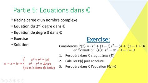 Equations nombres complexes racine carrée d un nombre complexe