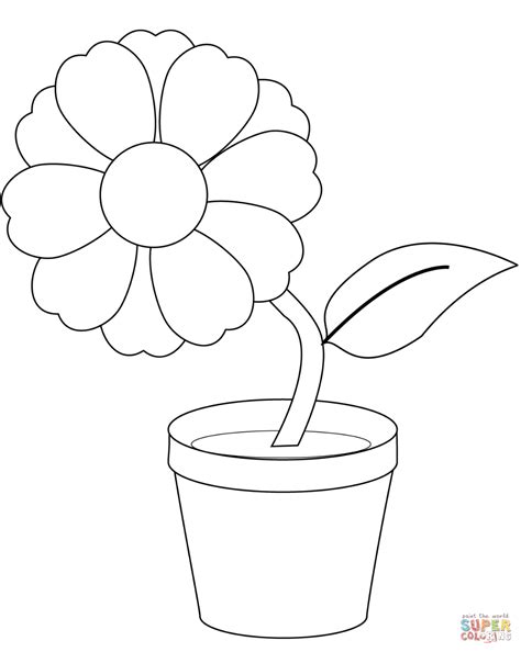 Maceta con flor Super Coloring Dibujos de macetas Páginas para