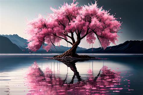 Premium Photo Cherry Blossom Tree In The Lake Beautiful Tree