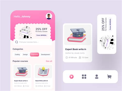 ELearning Platform App UI Design With 3D Mockup Behance