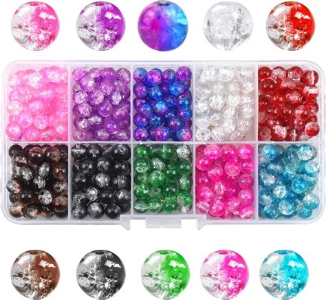 Yplonon Pcs Mm Perle De Verre Rondes Craquel Assortiment Des