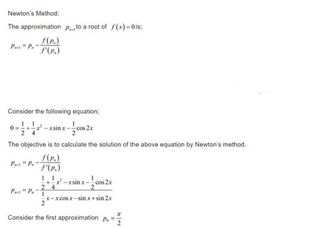 [solved] use newton s method to solve the equation 0 1 2 1 4 x 2 x sin x 1 2 cos 2 x with