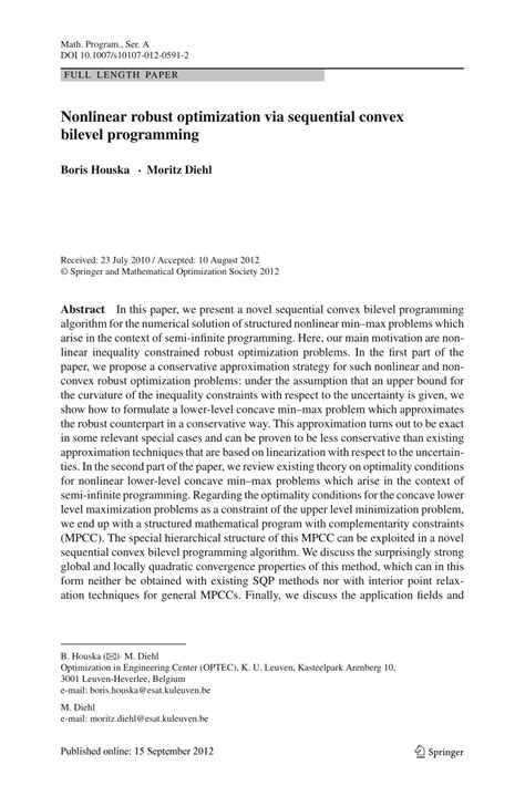 pdf nonlinear robust optimization via sequential convex bilevel programming