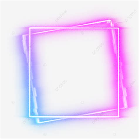 Moldura Quadrada Cyber Vidro Fosco Borda Neon Rosa Azul PNG Néon