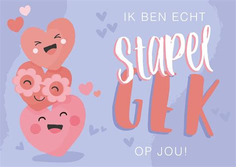Lila Wenskaart Met Stapel Hartjes Stapelgek Op Kaartje2go