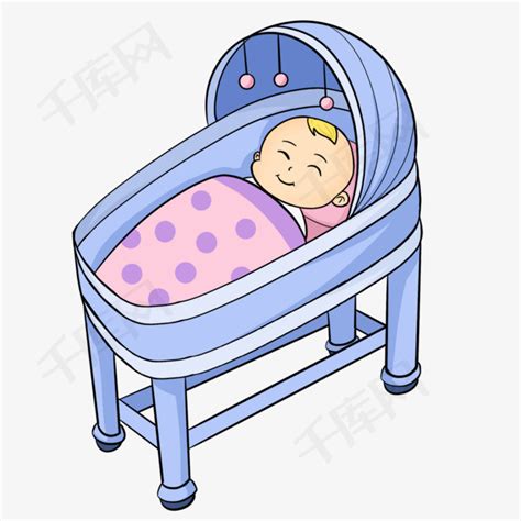 卡通可爱睡觉婴儿摇篮车素材图片免费下载 千库网