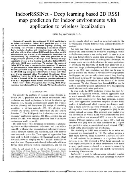 pdf indoorrssinet deep learning based 2d rssi map prediction for indoor environments with