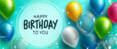Birthday Greeting Vector Template Design Happy Birthday To You Wall