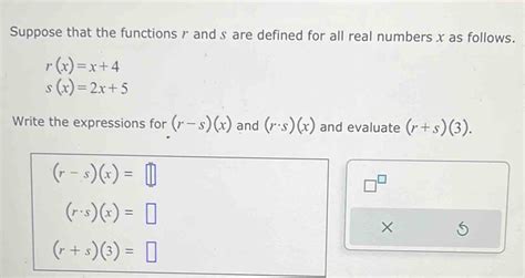 solved suppose that the functions r and are defined for all real numbers x as follows r x x 4