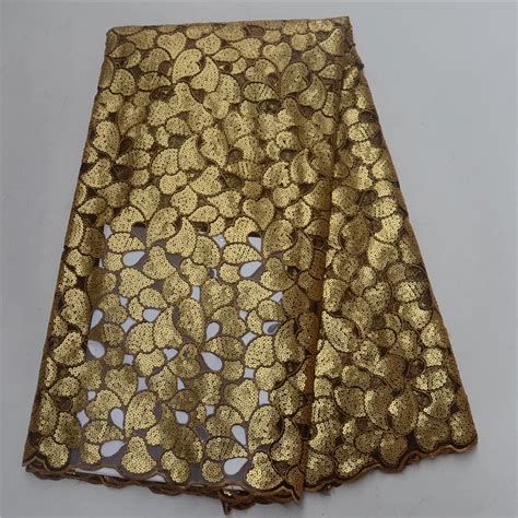 Gorgeous Golden Yellow African Organza Lace Fabric High Quality Gold