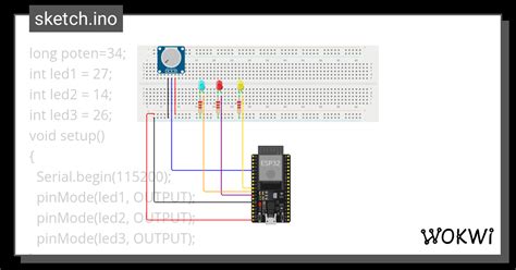 Circuito De Potenciómetro Con La Tarjeta Esp 32 Wokwi Esp32 Stm32 Arduino Simulator