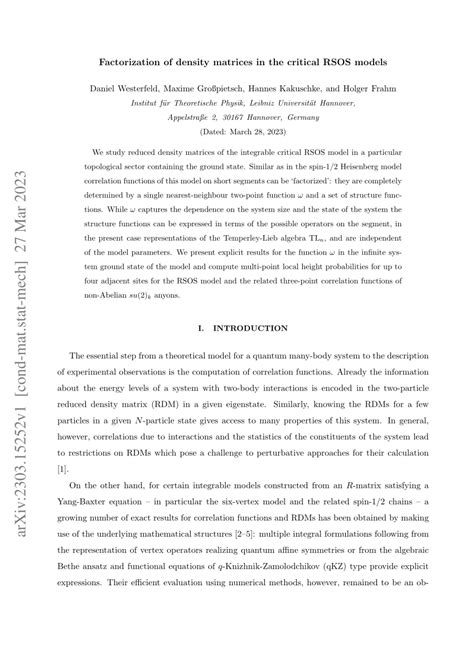 pdf factorization of density matrices in the critical rsos models