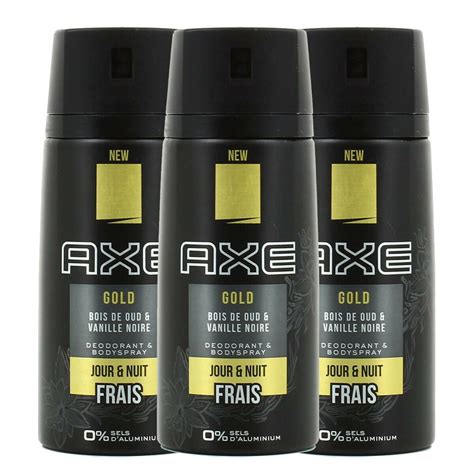 3 Pack Axe Gold Deodorant And Body Spray Oud Wood Dark Vanilla 150ml