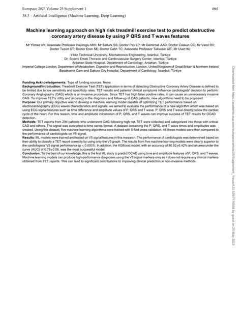 pdf machine learning approach on high risk treadmill exercise test to predict obstructive