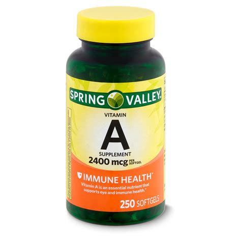 Spring Valley Vitamin A Supplement 2400 Mcg 250 Count Beauty