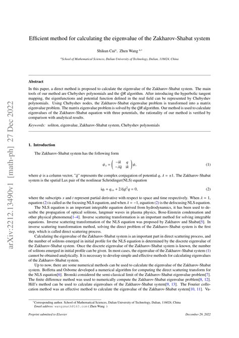 pdf efficient method for calculating the eigenvalue of the zakharov shabat system