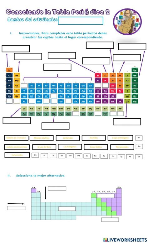 Conociendo la tabla periódica 2 worksheet en 2024 Tabla periodica