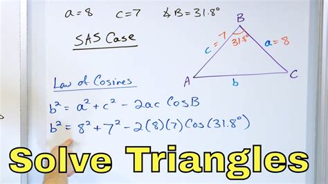 Solving Triangles W Law Of Sines Cosines Youtube