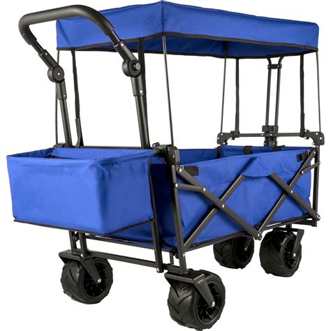 Happbuy Extra Large Collapsible Garden Cart Wagon With Removable Canopy