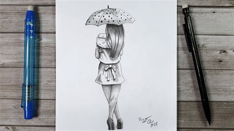 Comment dessiner une fille avec un parapluie étape par étape Dessin au