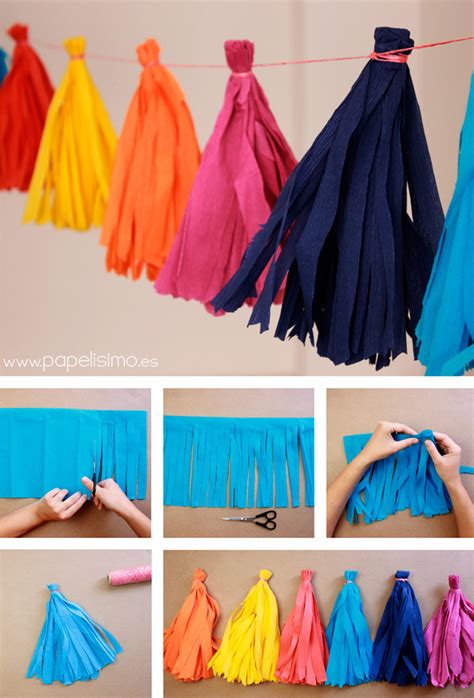 Cómo hacer guirnaldas de papel crepe con flecos PAPELISIMO