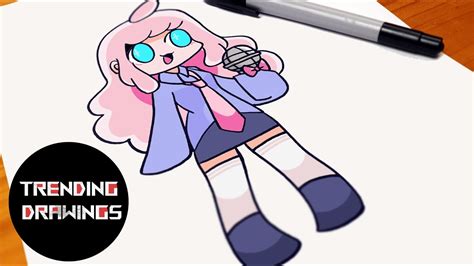Cómo dibujar el personaje FNF MOD Senpai s Fangirl Easy paso a paso