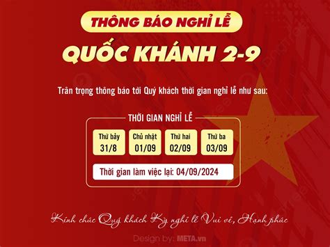 Lịch nghỉ Lễ Quốc khánh 2 9 2024 của Bưu điện Thông báo nghỉ lễ 2 9 2024