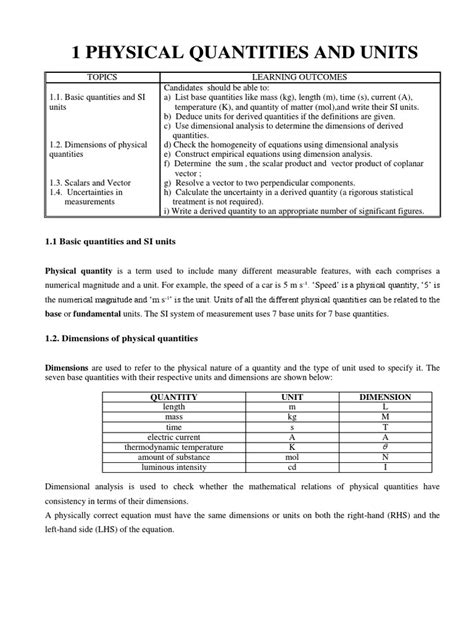 chapter 1 physical quantities and units checked pdf pdf euclidean vector international