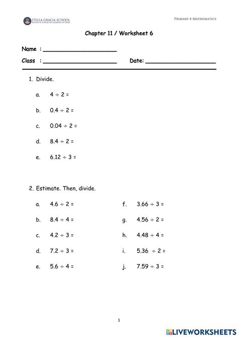 Division Online Exercise For Grade Live Worksheets Worksheets Library