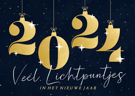 Donkere Kerstkaart Met 2024 In Kerstballen Kaartje2go