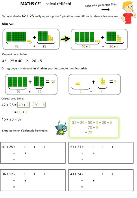 CALCUL REFLECHI CE1 additionner mentalement 2 nombres à 2 chiffres