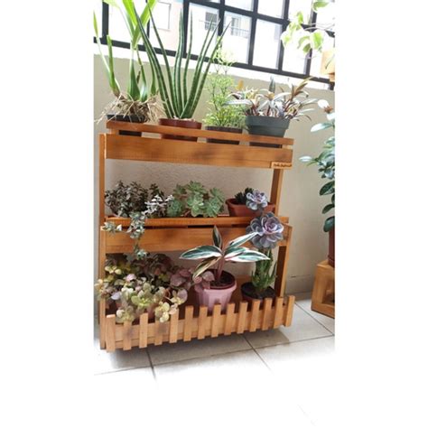 Jardineira de chão suporte para plantas floreira madeira em Promoção