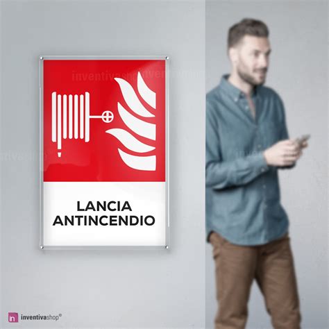 Targhetta Lancia Segnaletica Antincendio Verticale Plexiglass