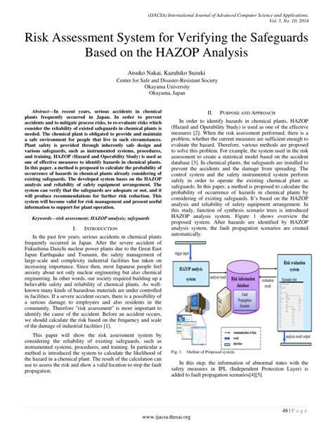 pdf risk assessment system for verifying the safeguards based on the hazop analysis