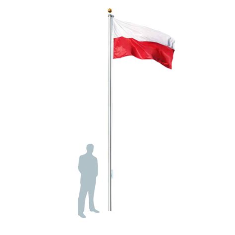 Ogrodowy MASZT FLAGOWY 6 2m Aluminiowy Flaga Polski 150x90 Cm Polska