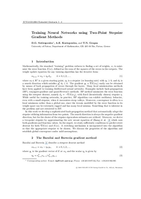 pdf training neural networks using two point stepsize gradient methods theodoula grapsa