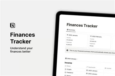 Notion Finances Tracker Template Notion Template