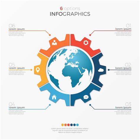 Premium Vector Circle Chart Infographic Template With Globe 6 Options