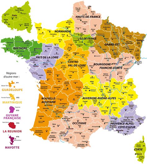 Carte de France Régions et départements