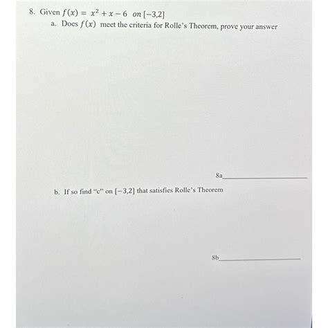 solved given f x x2 x 6 ﻿on 3 2a ﻿does f x ﻿meet the