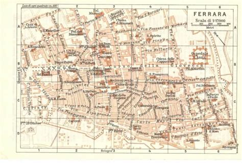 CARTA GEOGRAFICA ANTICA FERRARA pianta della città del TCI 1937 Antique