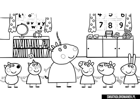 Winka Peppa W Szkole Kolorowanka Dla Dzieci Darmowe Kolorowanki Do Druku