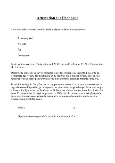 Attestation Sur L Honneur Wei Fichier Pdf
