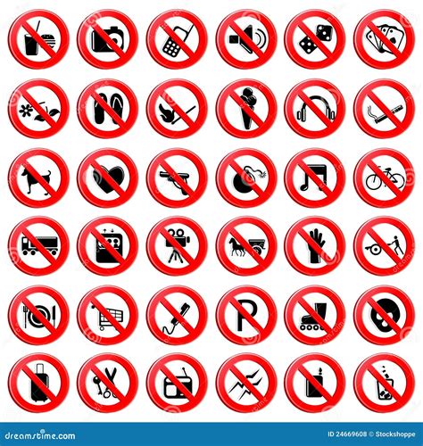 Conjunto Del S Mbolo De La Prohibici N Ilustraci N Del Vector