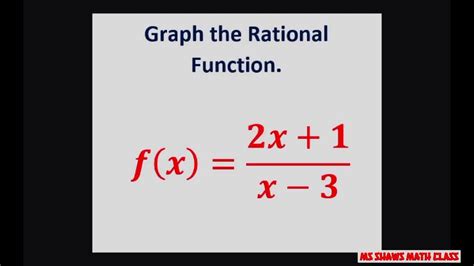 graph the rational function y 2x 1 x 3 by hand introducing to vertical horizontal